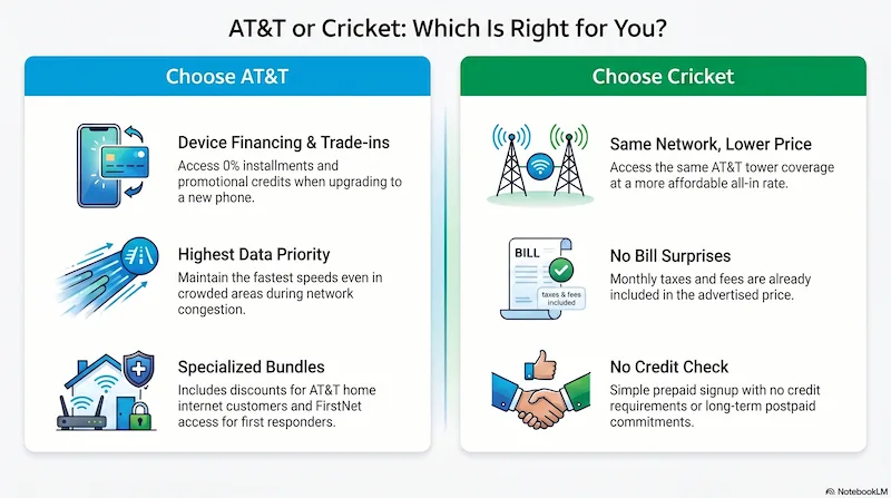 AT&T vs Cricket Wireless 2026: Plans Compared — SwitchNinja